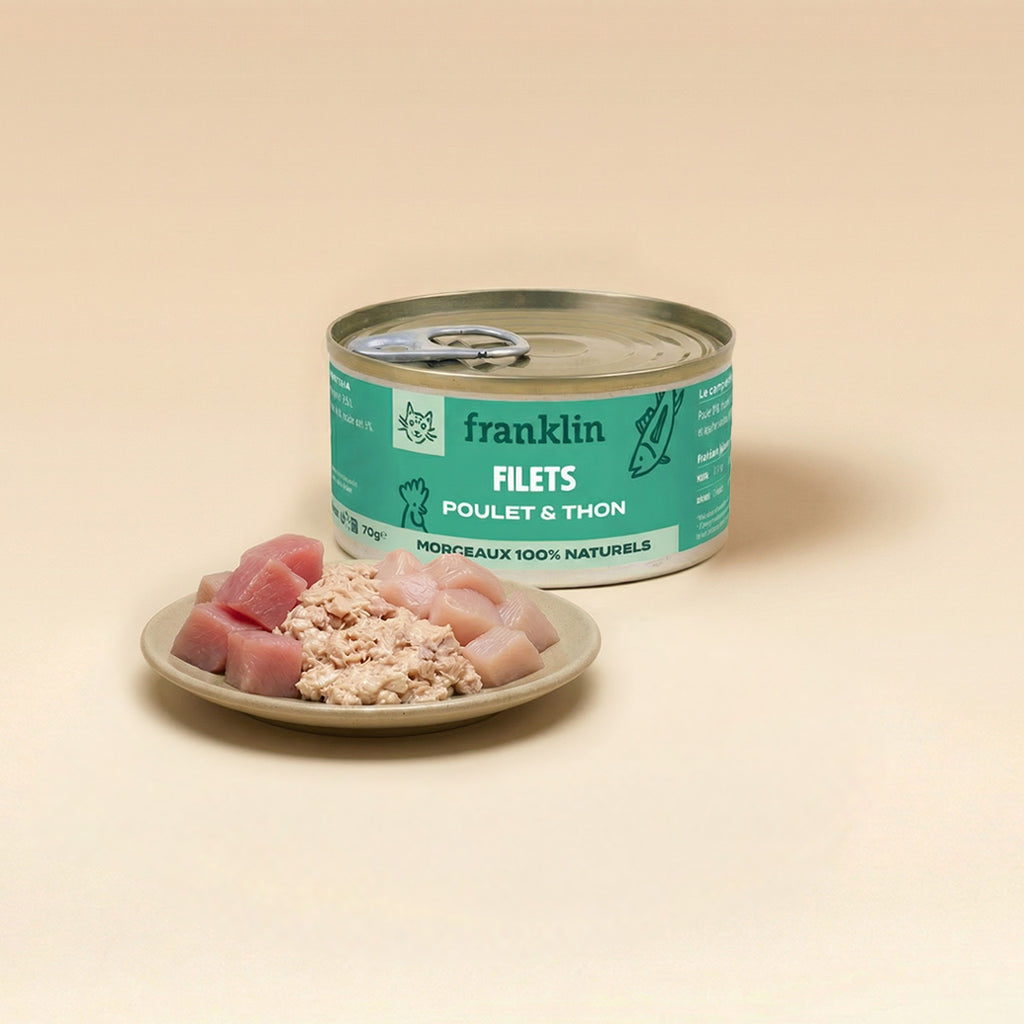 Filets pour chat au Poulet & Thon : 75% de filets - Franklin