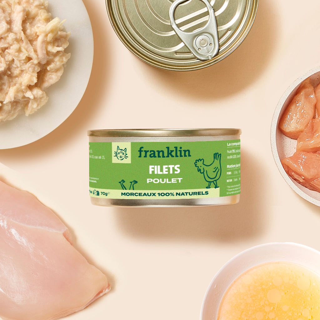 Filets pour chat au Poulet : 75% de filets de poulet - Franklin